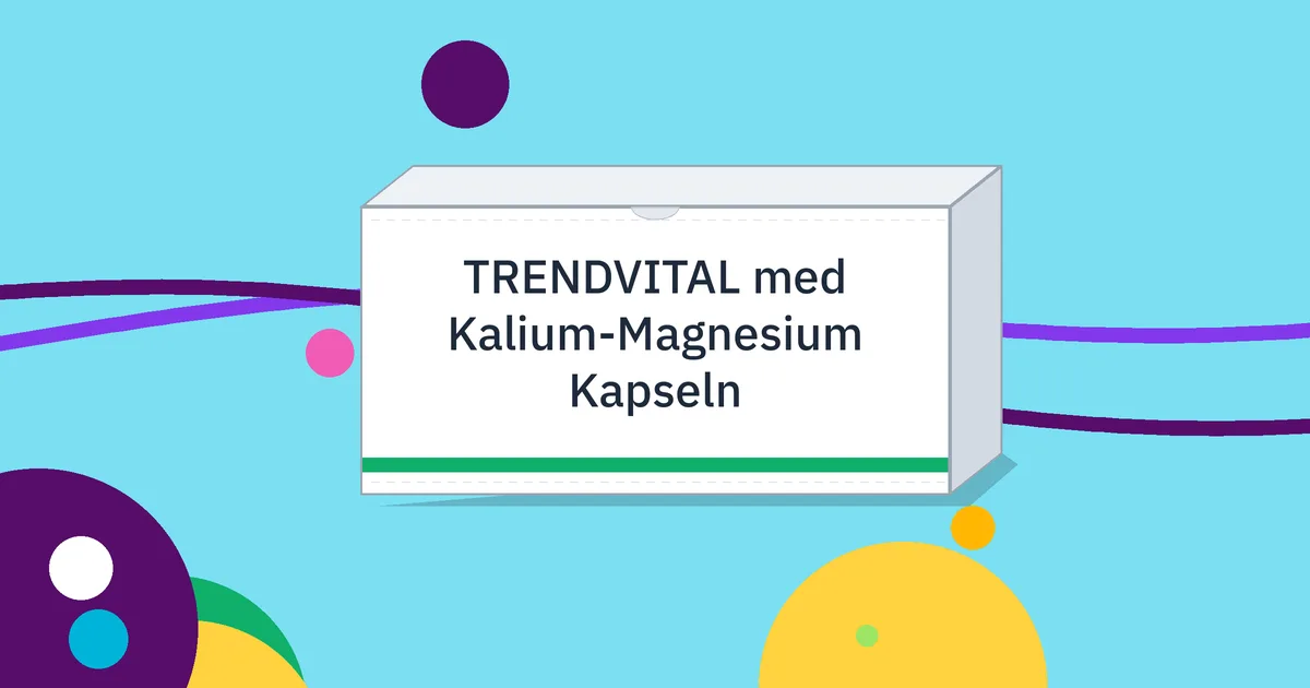 Symbolbild: Packung mit der Aufschrift TRENDVITAL med Kalium-Magnesium Kapseln (PZN 12563228) – Verfügbarkeit und Bezug in Apotheken in Frankfurt am Main