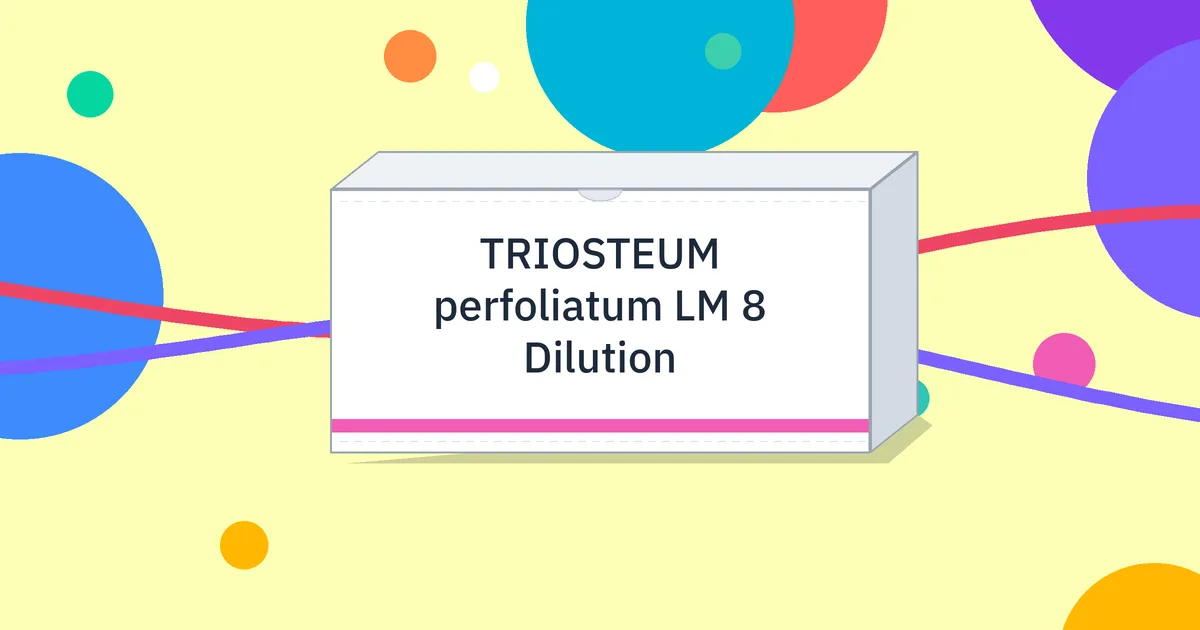 Symbolbild: Packung mit der Aufschrift TRIOSTEUM perfoliatum LM 8 Dilution (PZN 13227538) – Verfügbarkeit und Bezug in Apotheken in Frankfurt am Main