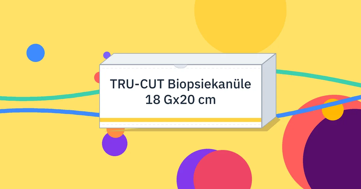 Symbolbild: Packung mit der Aufschrift TRU-CUT Biopsiekanüle 18 Gx20 cm (PZN 00284813) – Verfügbarkeit und Bezug in Apotheken in Frankfurt am Main