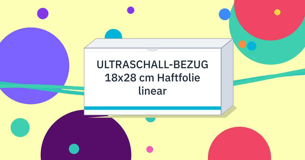 Symbolbild: Packung mit der Aufschrift ULTRASCHALL-BEZUG 18x28 cm Haftfolie linear (PZN 07599112) – Verfügbarkeit und Bezug in Apotheken in Frankfurt am Main
