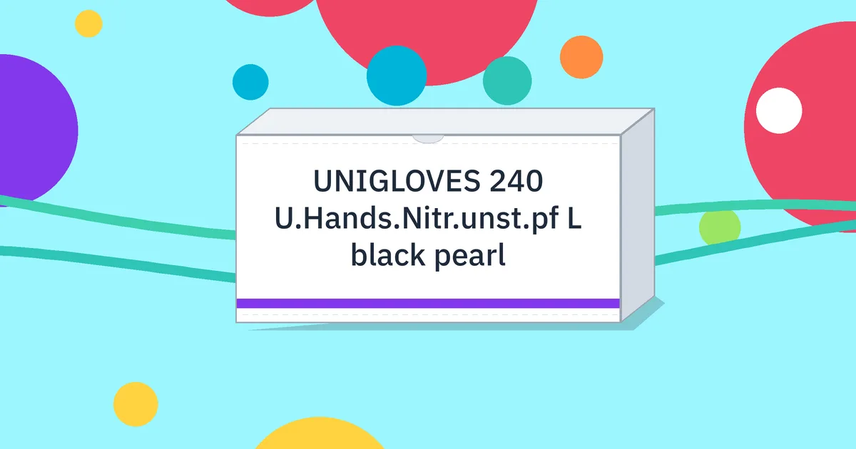 Symbolbild: Packung mit der Aufschrift UNIGLOVES 240 U.Hands.Nitr.unst.pf L black pearl (PZN 18101552) – Verfügbarkeit und Bezug in Apotheken in Frankfurt am Main