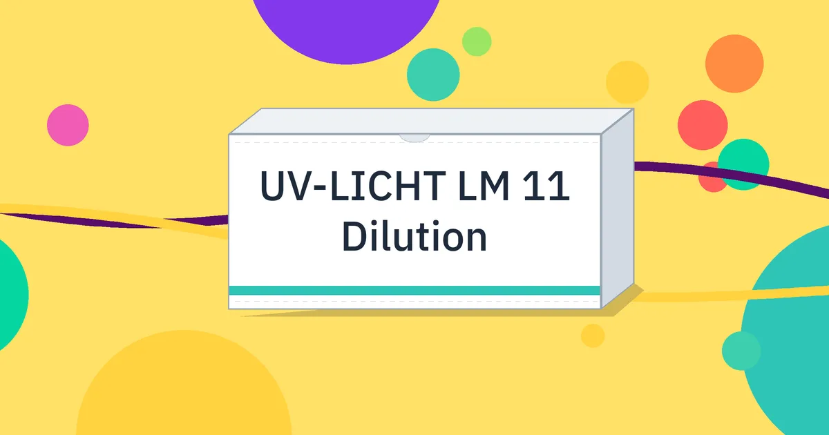 Symbolbild: Packung mit der Aufschrift UV-LICHT LM 11 Dilution (PZN 13258579) – Verfügbarkeit und Bezug in Apotheken in Frankfurt am Main