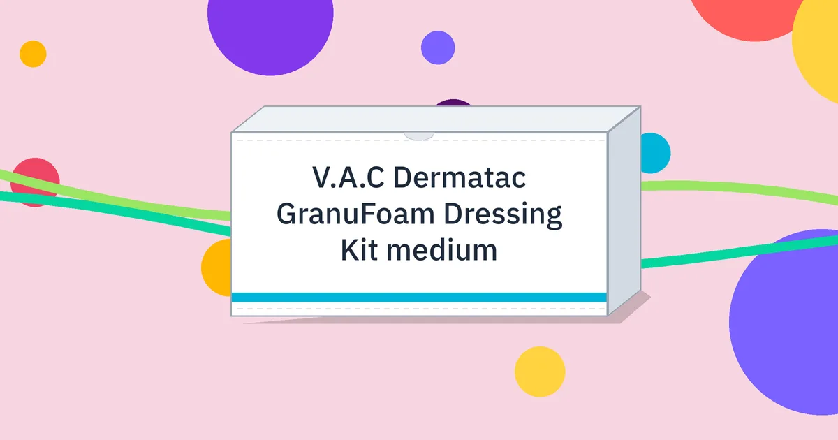 Symbolbild: Packung mit der Aufschrift V.A.C Dermatac GranuFoam Dressing Kit medium (PZN 18023065) – Verfügbarkeit und Bezug in Apotheken in Frankfurt am Main