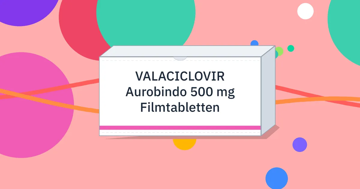 Symbolbild: Packung mit der Aufschrift VALACICLOVIR Aurobindo 500 mg Filmtabletten (PZN 07473799) – Verfügbarkeit und Bezug in Apotheken in Frankfurt am Main