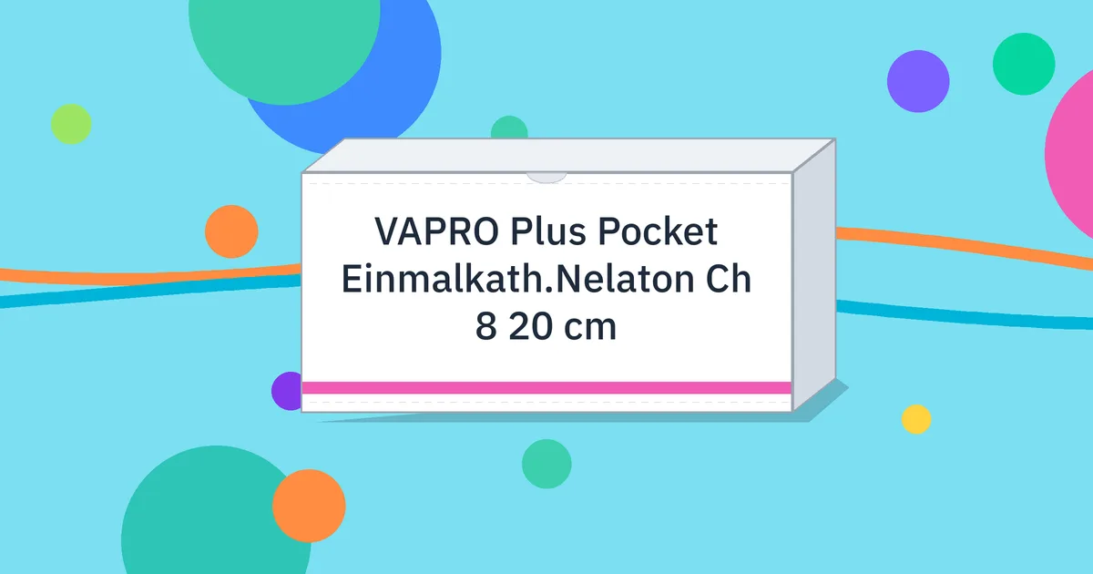 Symbolbild: Packung mit der Aufschrift VAPRO Plus Pocket Einmalkath.Nelaton Ch 8 20 cm (PZN 19639360) – Verfügbarkeit und Bezug in Apotheken in Frankfurt am Main