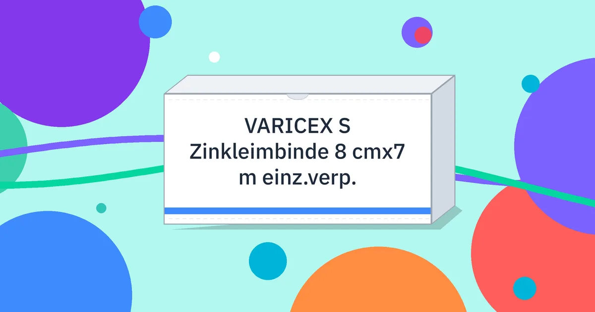 Symbolbild: Packung mit der Aufschrift VARICEX S Zinkleimbinde 8 cmx7 m einz.verp. (PZN 04074248) – Verfügbarkeit und Bezug in Apotheken in Frankfurt am Main