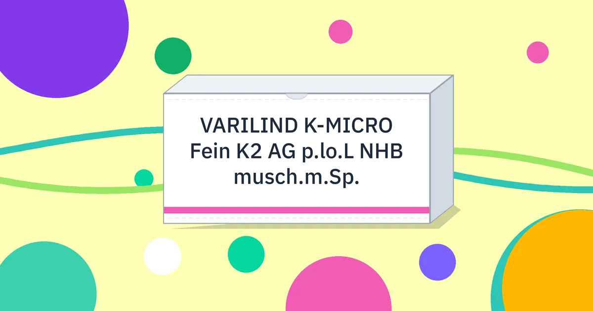 Symbolbild: Packung mit der Aufschrift VARILIND K-MICRO Fein K2 AG p.lo.L NHB musch.m.Sp. (PZN 20557029) – Verfügbarkeit und Bezug in Apotheken in Frankfurt am Main