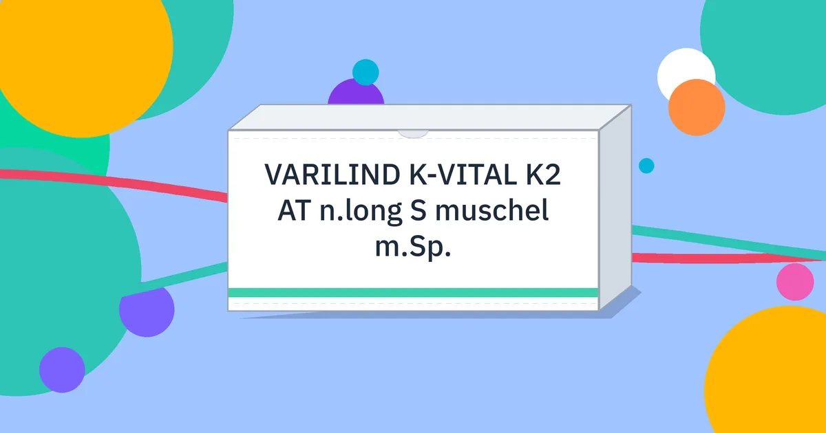 Symbolbild: Packung mit der Aufschrift VARILIND K-VITAL K2 AT n.long S muschel m.Sp. (PZN 20562326) – Verfügbarkeit und Bezug in Apotheken in Frankfurt am Main