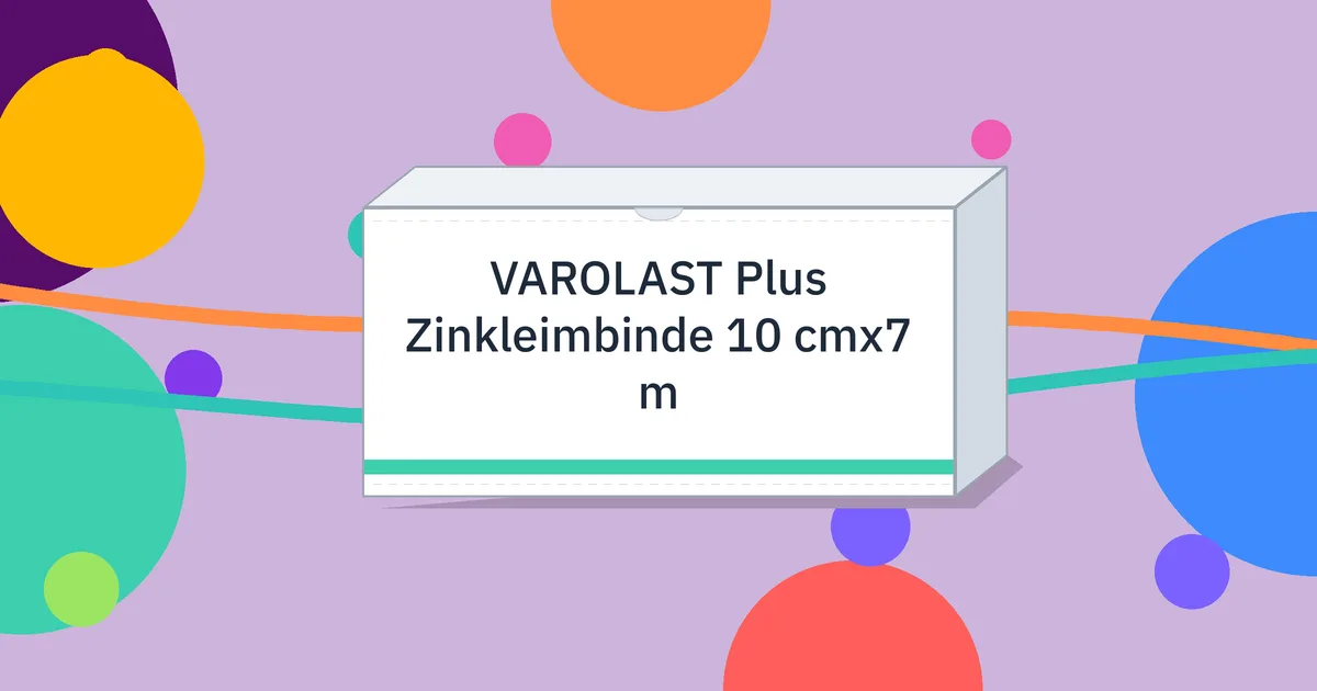 Symbolbild: Packung mit der Aufschrift VAROLAST Plus Zinkleimbinde 10 cmx7 m (PZN 01031563) – Verfügbarkeit und Bezug in Apotheken in Frankfurt am Main