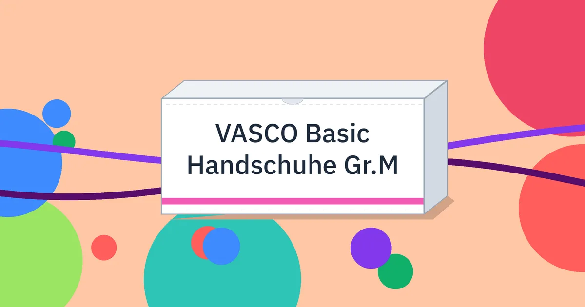 Symbolbild: Packung mit der Aufschrift VASCO Basic Handschuhe Gr.M (PZN 01385462) – Verfügbarkeit und Bezug in Apotheken in Frankfurt am Main