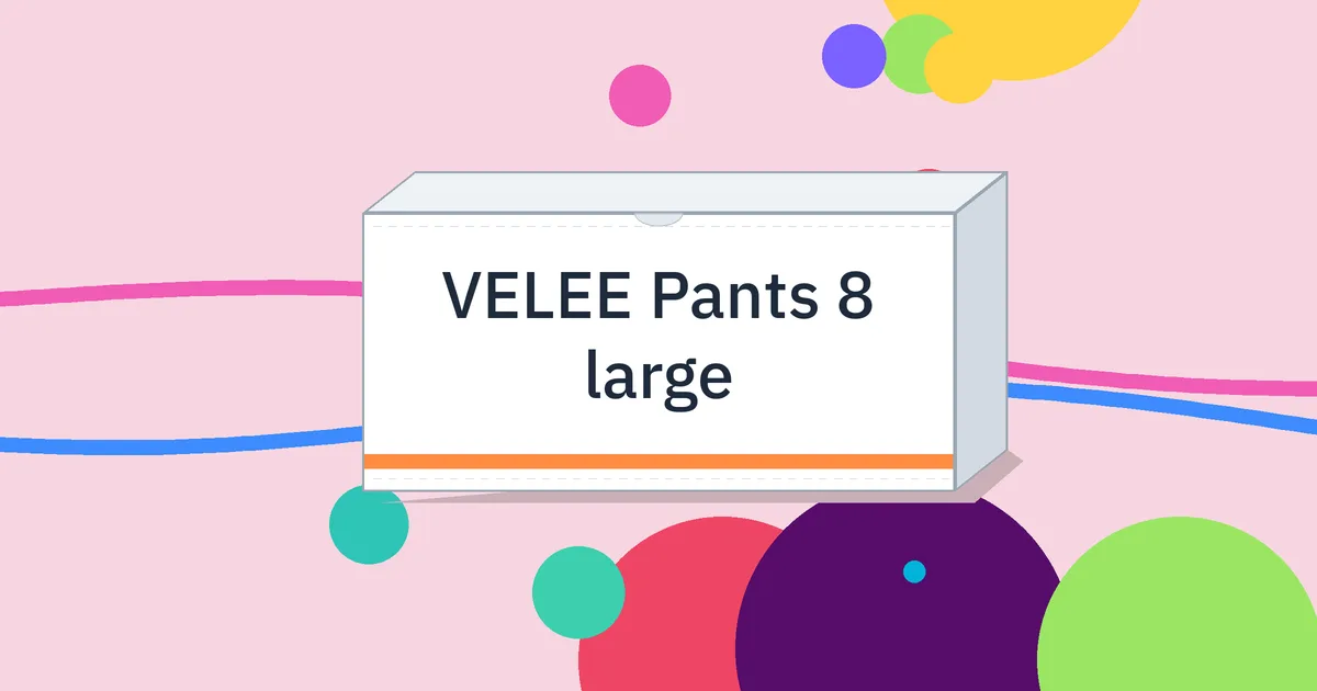Symbolbild: Packung mit der Aufschrift VELEE Pants 8 large (PZN 20578758) – Verfügbarkeit und Bezug in Apotheken in Frankfurt am Main