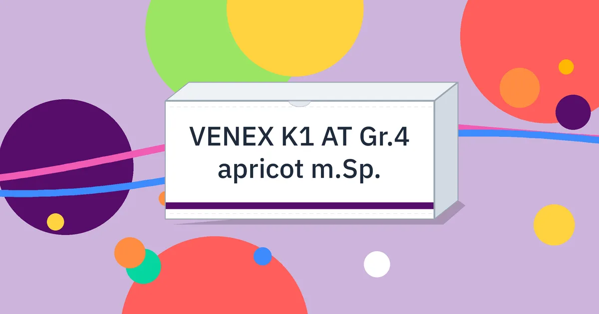 Symbolbild: Packung mit der Aufschrift VENEX K1 AT Gr.4 apricot m.Sp. (PZN 03196096) – Verfügbarkeit und Bezug in Apotheken in Frankfurt am Main