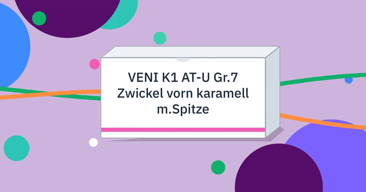 Symbolbild: Packung mit der Aufschrift VENI K1 AT-U Gr.7 Zwickel vorn karamell m.Spitze (PZN 13758804) – Verfügbarkeit und Bezug in Apotheken in Frankfurt am Main