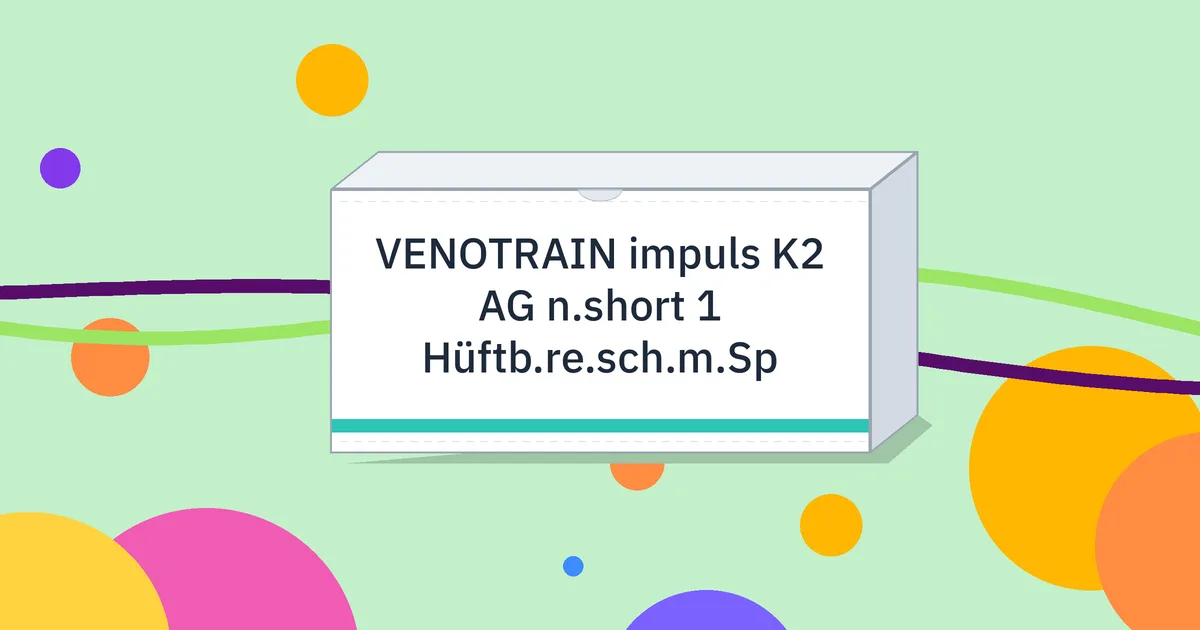 Symbolbild: Packung mit der Aufschrift VENOTRAIN impuls K2 AG n.short 1 Hüftb.re.sch.m.Sp (PZN 10292920) – Verfügbarkeit und Bezug in Apotheken in Frankfurt am Main