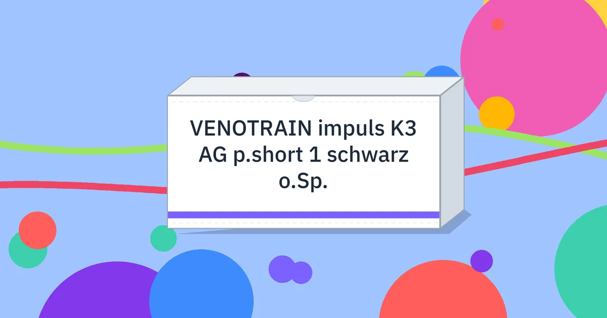 Symbolbild: Packung mit der Aufschrift VENOTRAIN impuls K3 AG p.short 1 schwarz o.Sp. (PZN 00504545) – Verfügbarkeit und Bezug in Apotheken in Frankfurt am Main