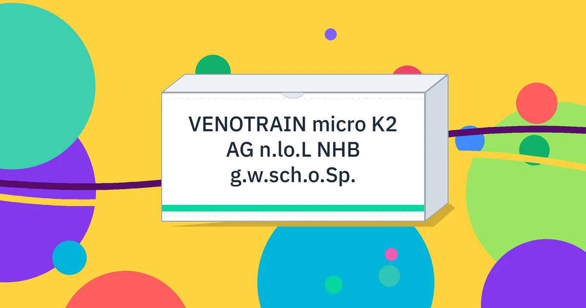 Symbolbild: Packung mit der Aufschrift VENOTRAIN micro K2 AG n.lo.L NHB g.w.sch.o.Sp. (PZN 09021860) – Verfügbarkeit und Bezug in Apotheken in Frankfurt am Main