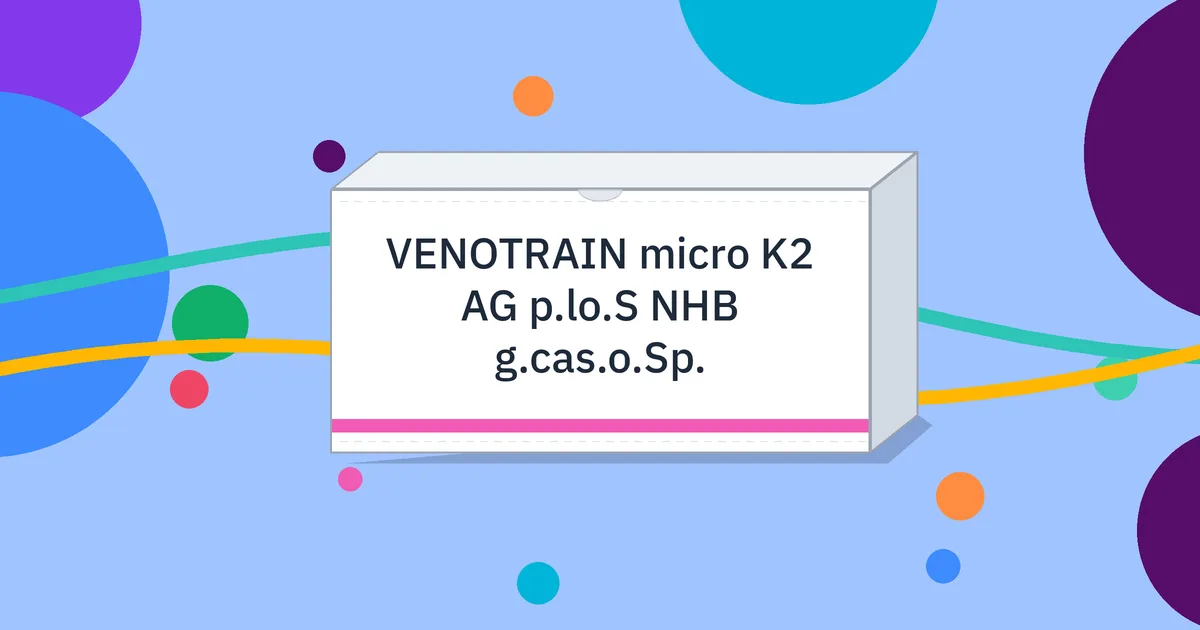 Symbolbild: Packung mit der Aufschrift VENOTRAIN micro K2 AG p.lo.S NHB g.cas.o.Sp. (PZN 20759566) – Verfügbarkeit und Bezug in Apotheken in Frankfurt am Main
