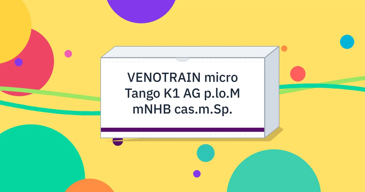 Symbolbild: Packung mit der Aufschrift VENOTRAIN micro Tango K1 AG p.lo.M mNHB cas.m.Sp. (PZN 20763674) – Verfügbarkeit und Bezug in Apotheken in Frankfurt am Main