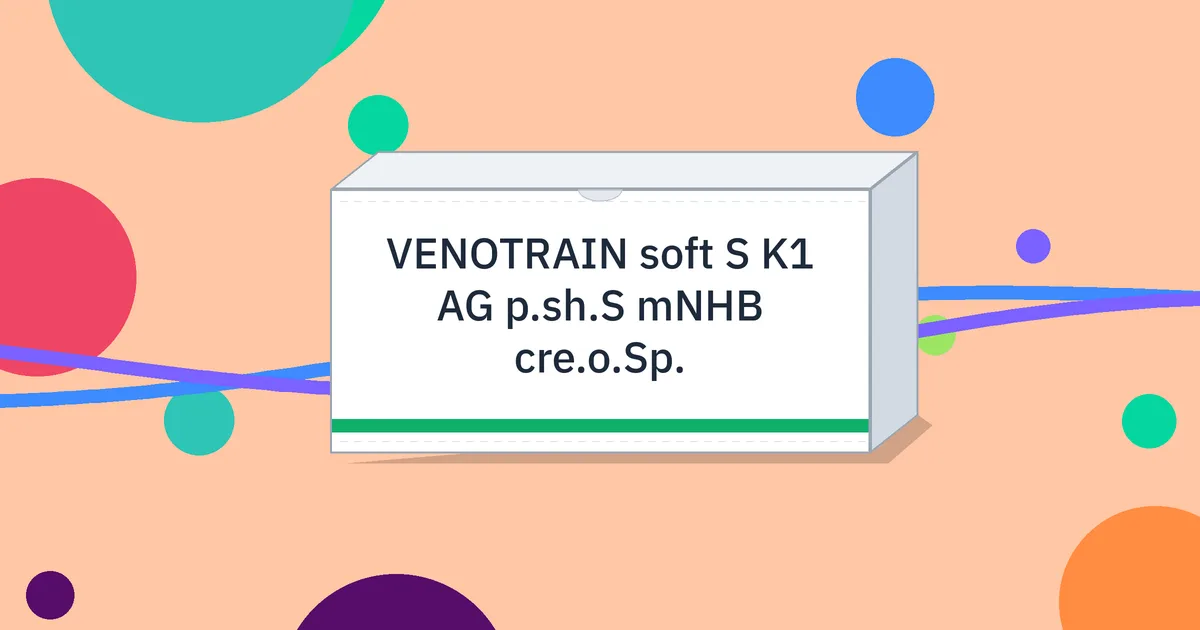 Symbolbild: Packung mit der Aufschrift VENOTRAIN soft S K1 AG p.sh.S mNHB cre.o.Sp. (PZN 17779714) – Verfügbarkeit und Bezug in Apotheken in Frankfurt am Main