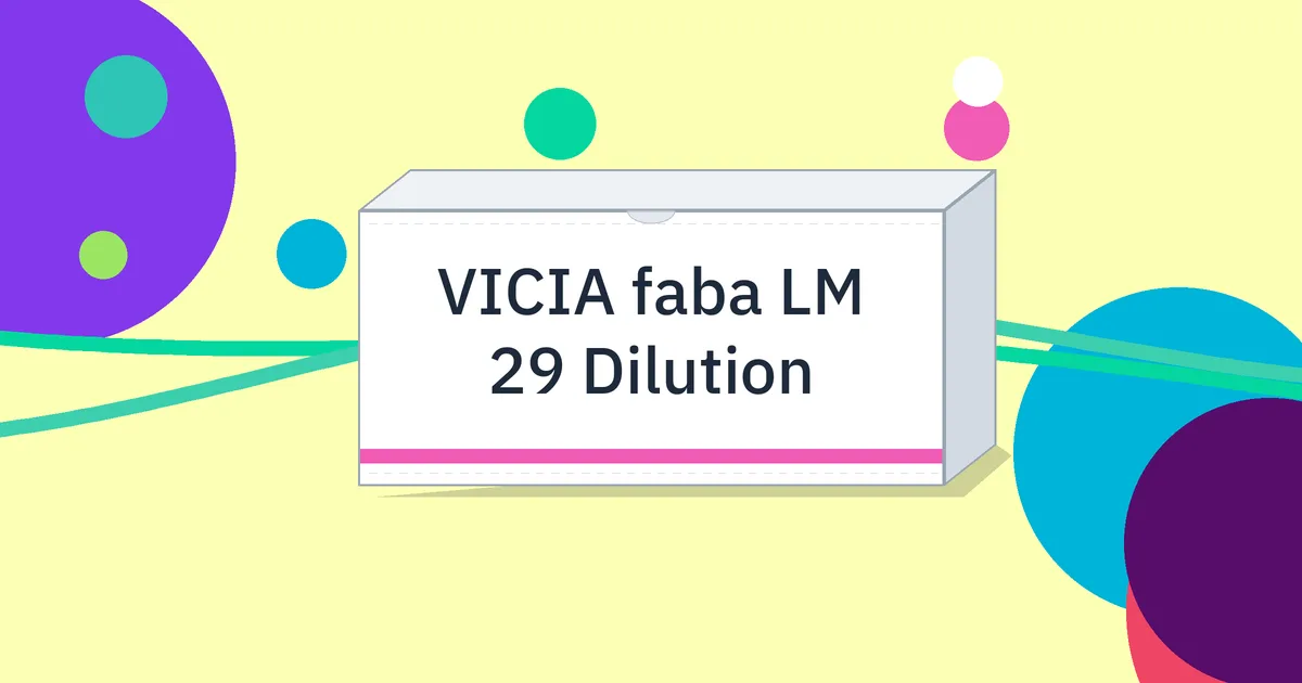 Symbolbild: Packung mit der Aufschrift VICIA faba LM 29 Dilution (PZN 13273136) – Verfügbarkeit und Bezug in Apotheken in Frankfurt am Main