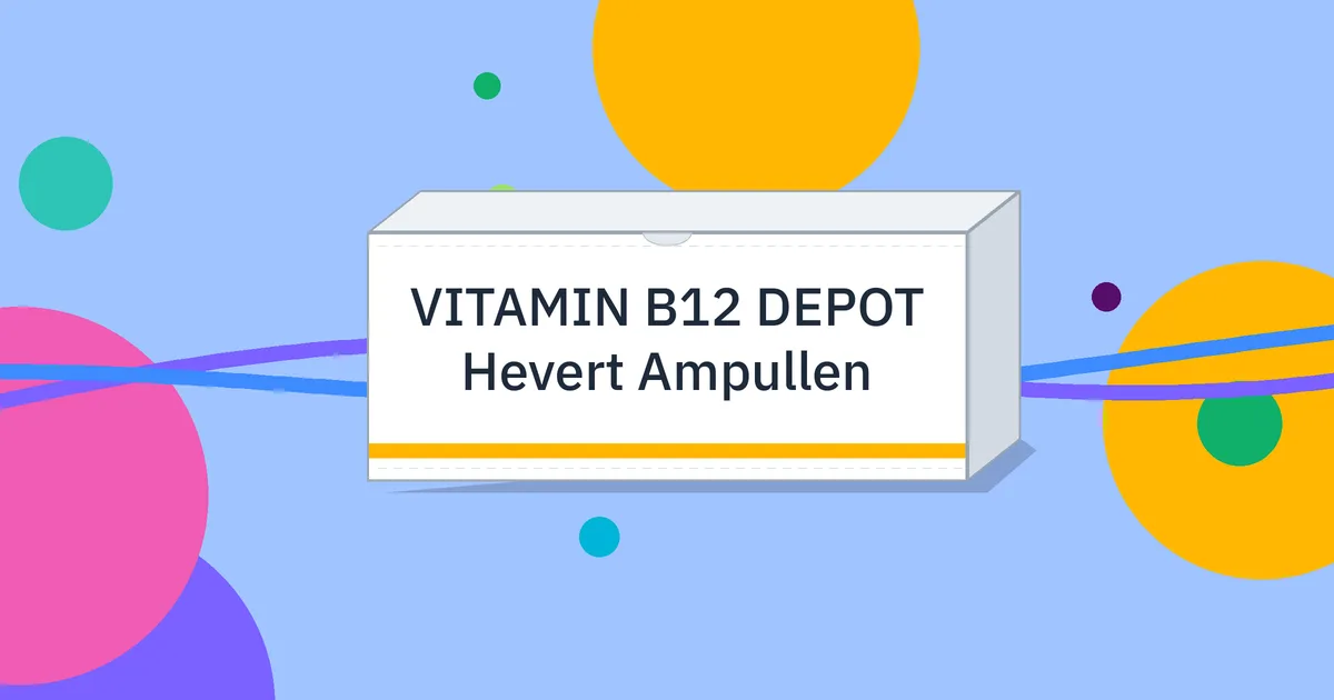 Symbolbild: Packung mit der Aufschrift VITAMIN B12 DEPOT Hevert Ampullen (PZN 06078380) – Verfügbarkeit und Bezug in Apotheken in Frankfurt am Main