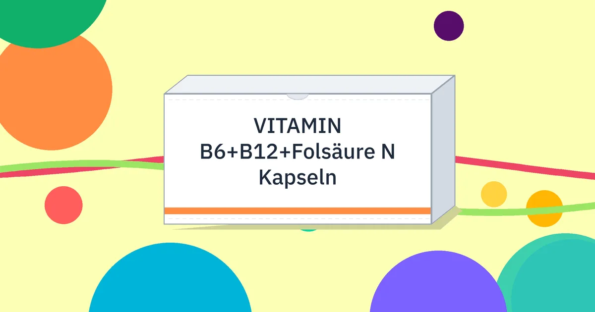 Symbolbild: Packung mit der Aufschrift VITAMIN B6+B12+Folsäure N Kapseln (PZN 12569248) – Verfügbarkeit und Bezug in Apotheken in Frankfurt am Main