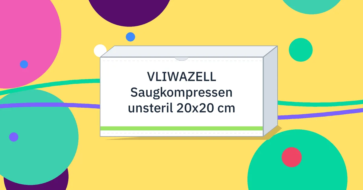 Symbolbild: Packung mit der Aufschrift VLIWAZELL Saugkompressen unsteril 20x20 cm (PZN 01027248) – Verfügbarkeit und Bezug in Apotheken in Frankfurt am Main