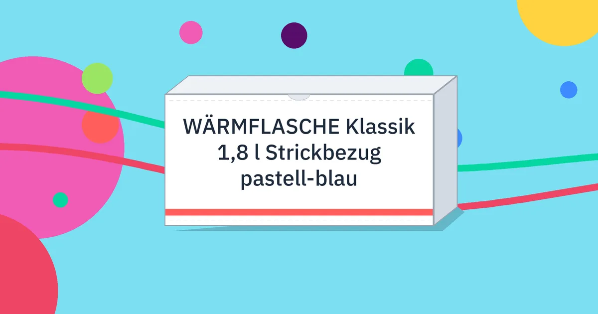 Symbolbild: Packung mit der Aufschrift WÄRMFLASCHE Klassik 1,8 l Strickbezug pastell-blau (PZN 16328949) – Verfügbarkeit und Bezug in Apotheken in Frankfurt am Main