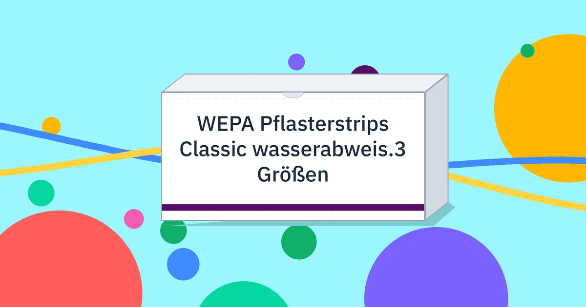 Symbolbild: Packung mit der Aufschrift WEPA Pflasterstrips Classic wasserabweis.3 Größen (PZN 16233858) – Verfügbarkeit und Bezug in Apotheken in Frankfurt am Main