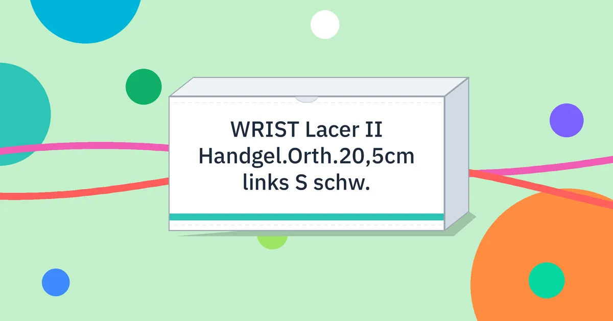 Symbolbild: Packung mit der Aufschrift WRIST Lacer II Handgel.Orth.20,5cm links S schw. (PZN 14048192) – Verfügbarkeit und Bezug in Apotheken in Frankfurt am Main