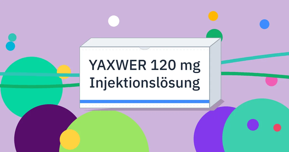 Symbolbild: Packung mit der Aufschrift YAXWER 120 mg Injektionslösung (PZN 20210490) – Verfügbarkeit und Bezug in Apotheken in Frankfurt am Main