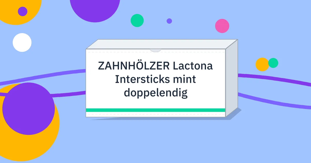 Symbolbild: Packung mit der Aufschrift ZAHNHÖLZER Lactona Intersticks mint doppelendig (PZN 07227994) – Verfügbarkeit und Bezug in Apotheken in Frankfurt am Main