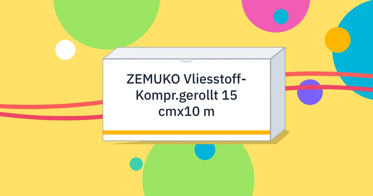Symbolbild: Packung mit der Aufschrift ZEMUKO Vliesstoff-Kompr.gerollt 15 cmx10 m (PZN 01144014) – Verfügbarkeit und Bezug in Apotheken in Frankfurt am Main