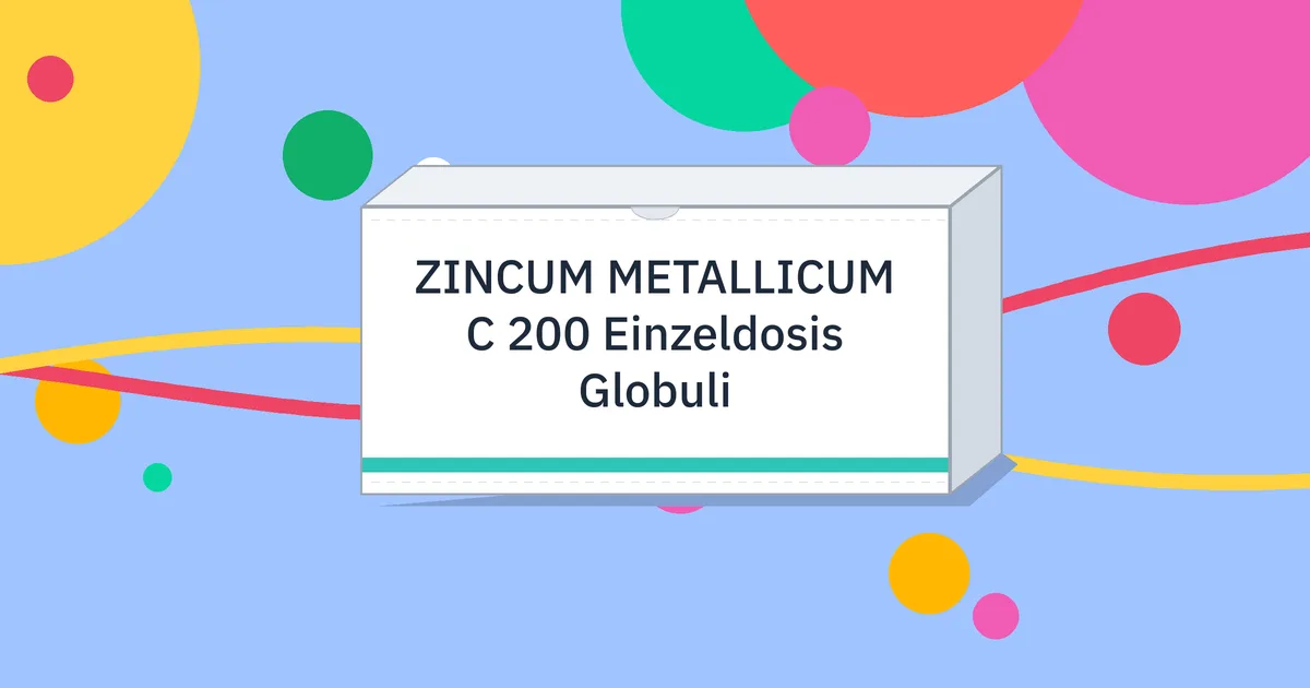 Symbolbild: Packung mit der Aufschrift ZINCUM METALLICUM C 200 Einzeldosis Globuli (PZN 01544239) – Verfügbarkeit und Bezug in Apotheken in Frankfurt am Main