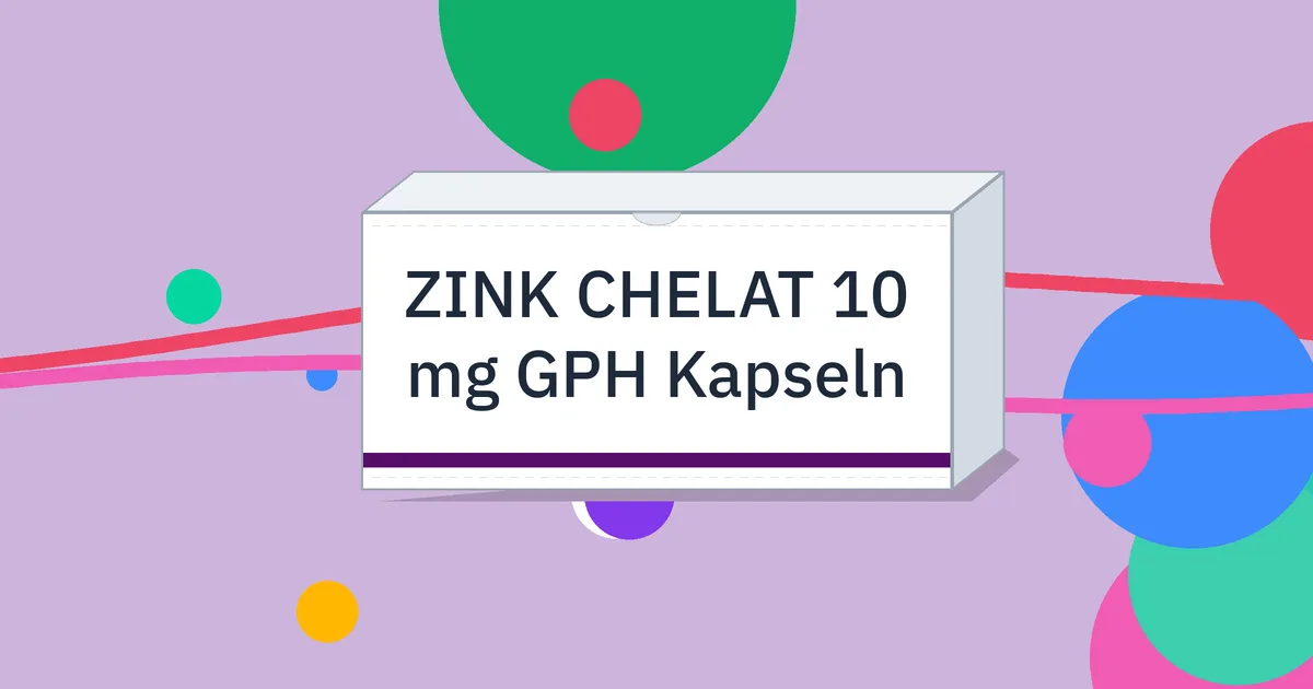 Symbolbild: Packung mit der Aufschrift ZINK CHELAT 10 mg GPH Kapseln (PZN 10015043) – Verfügbarkeit und Bezug in Apotheken in Frankfurt am Main