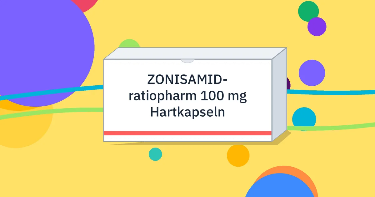 Symbolbild: Packung mit der Aufschrift ZONISAMID-ratiopharm 100 mg Hartkapseln (PZN 11077603) – Verfügbarkeit und Bezug in Apotheken in Frankfurt am Main