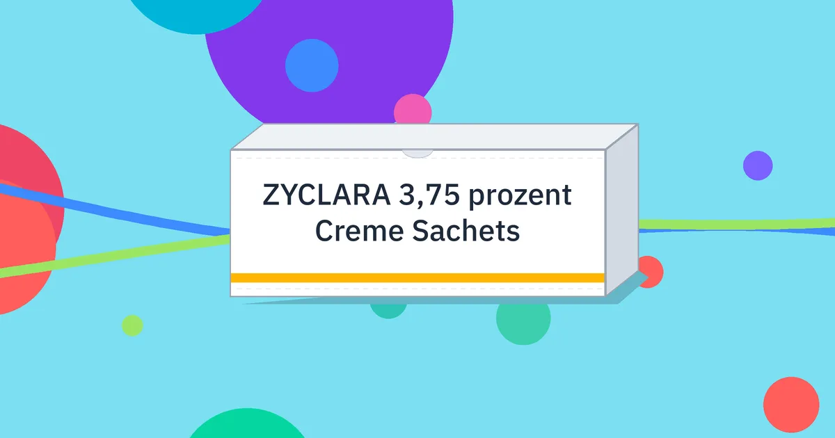 Symbolbild: Packung mit der Aufschrift ZYCLARA 3,75 prozent Creme Sachets (PZN 12531961) – Verfügbarkeit und Bezug in Apotheken in Frankfurt am Main