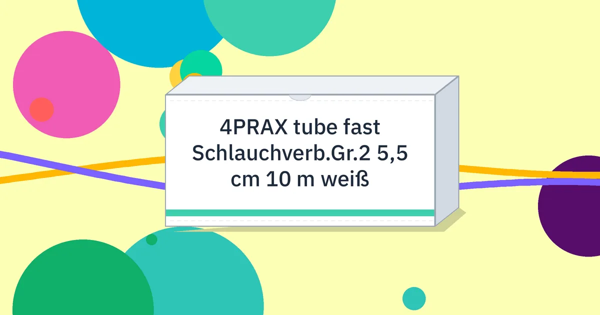 Symbolbild: Packung mit der Aufschrift 4PRAX tube fast Schlauchverb.Gr.2 5,5 cm 10 m weiß (PZN 20230848) – Verfügbarkeit und Bezug in Apotheken in Frankfurt am Main