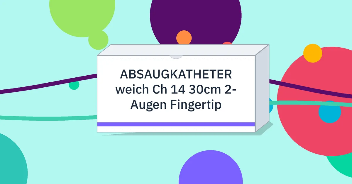 Symbolbild: Packung mit der Aufschrift ABSAUGKATHETER weich Ch 14 30cm 2-Augen Fingertip (PZN 00746917) – Verfügbarkeit und Bezug in Apotheken in Frankfurt am Main