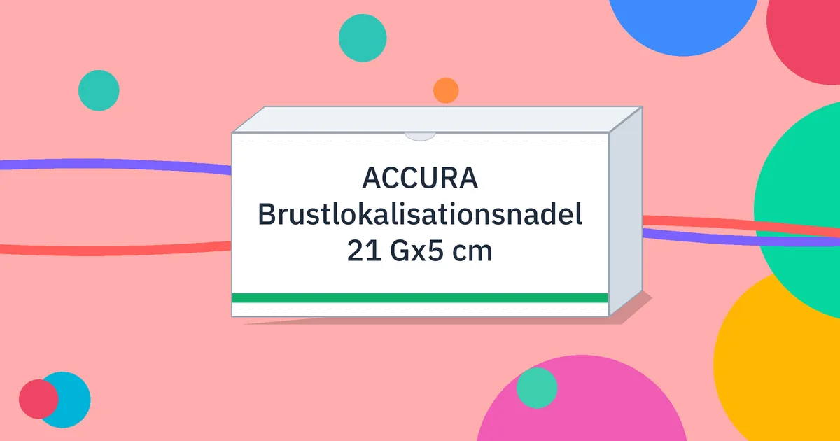 Symbolbild: Packung mit der Aufschrift ACCURA Brustlokalisationsnadel 21 Gx5 cm (PZN 06772436) – Verfügbarkeit und Bezug in Apotheken in Frankfurt am Main