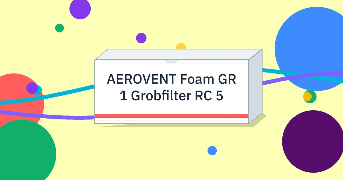 Symbolbild: Packung mit der Aufschrift AEROVENT Foam GR 1 Grobfilter RC 5 (PZN 01076488) – Verfügbarkeit und Bezug in Apotheken in Frankfurt am Main