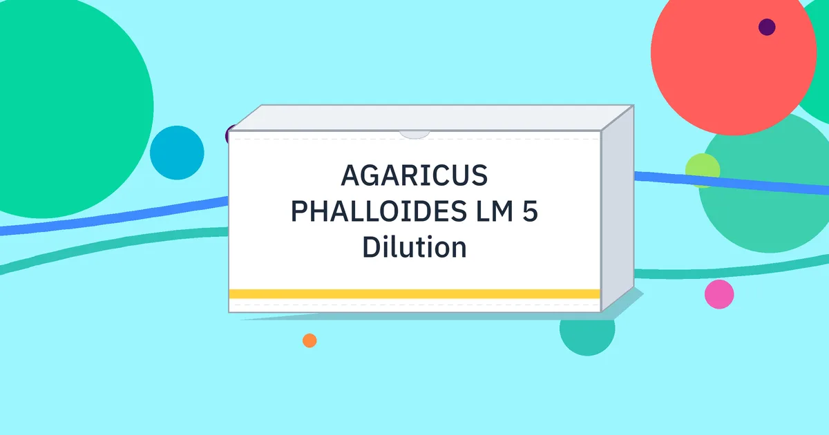 Symbolbild: Packung mit der Aufschrift AGARICUS PHALLOIDES LM 5 Dilution (PZN 13304405) – Verfügbarkeit und Bezug in Apotheken in Frankfurt am Main