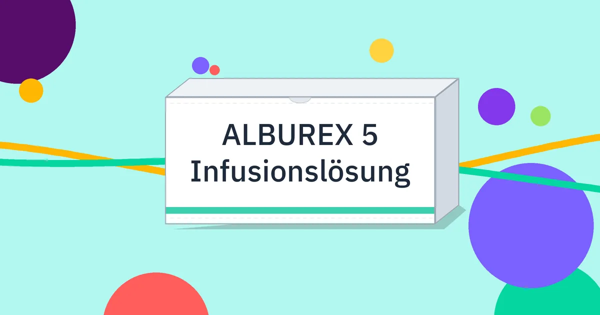 Symbolbild: Packung mit der Aufschrift ALBUREX 5 Infusionslösung (PZN 00496596) – Verfügbarkeit und Bezug in Apotheken in Frankfurt am Main