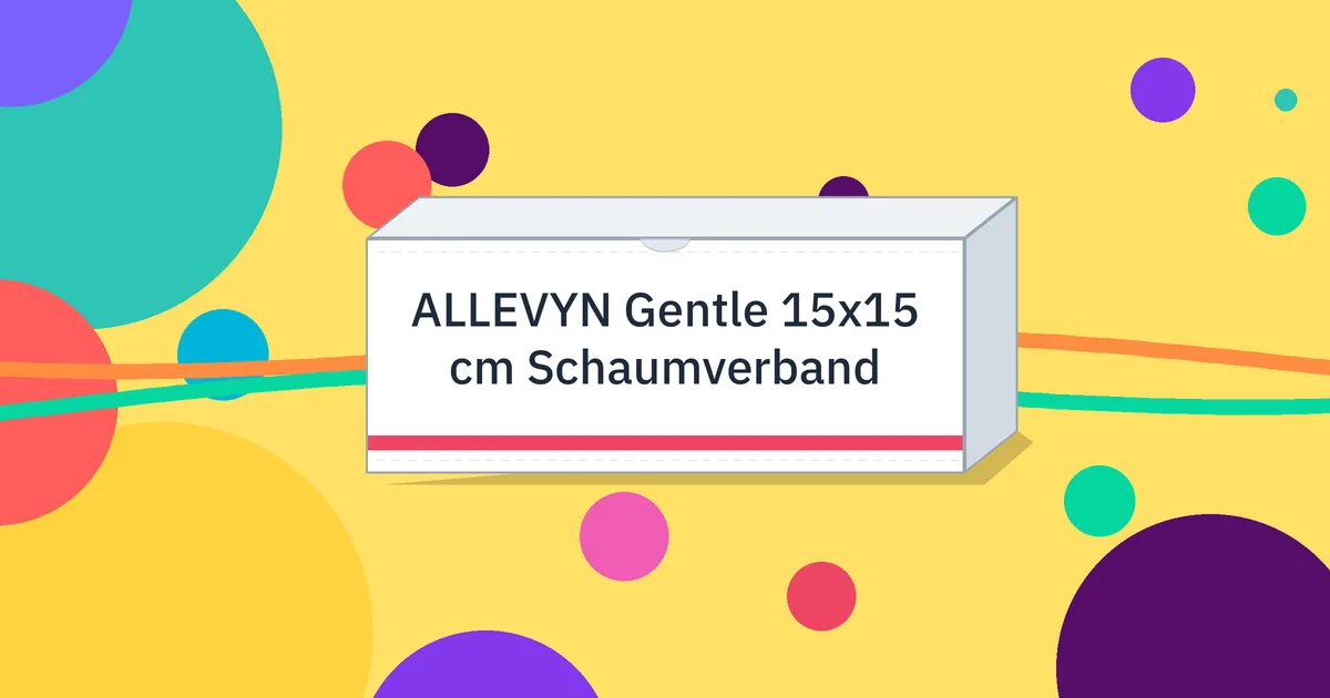 Symbolbild: Packung mit der Aufschrift ALLEVYN Gentle 15x15 cm Schaumverband (PZN 10182203) – Verfügbarkeit und Bezug in Apotheken in Frankfurt am Main