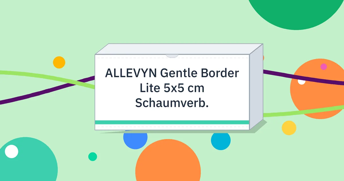 Symbolbild: Packung mit der Aufschrift ALLEVYN Gentle Border Lite 5x5 cm Schaumverb. (PZN 19824092) – Verfügbarkeit und Bezug in Apotheken in Frankfurt am Main
