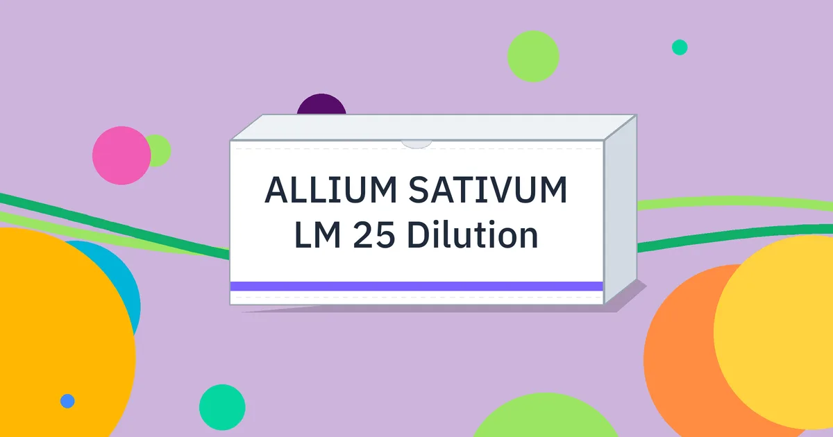 Symbolbild: Packung mit der Aufschrift ALLIUM SATIVUM LM 25 Dilution (PZN 13311701) – Verfügbarkeit und Bezug in Apotheken in Frankfurt am Main