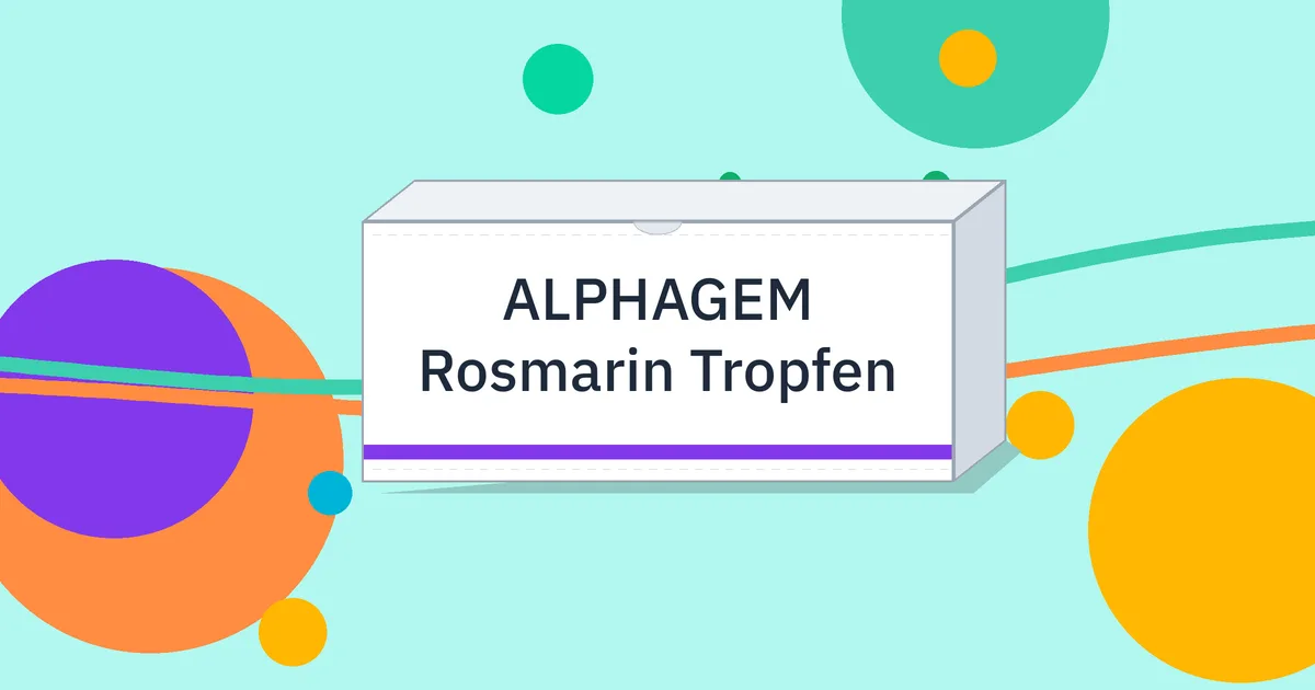 Symbolbild: Packung mit der Aufschrift ALPHAGEM Rosmarin Tropfen (PZN 20297829) – Verfügbarkeit und Bezug in Apotheken in Frankfurt am Main
