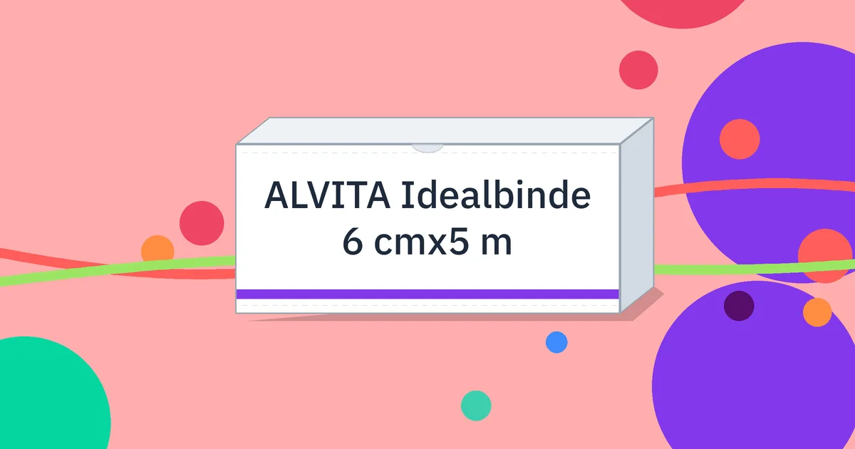 Symbolbild: Packung mit der Aufschrift ALVITA Idealbinde 6 cmx5 m (PZN 16811309) – Verfügbarkeit und Bezug in Apotheken in Frankfurt am Main