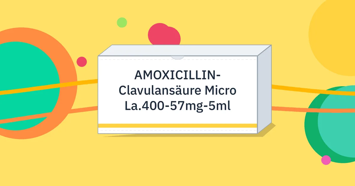 Symbolbild: Packung mit der Aufschrift AMOXICILLIN-Clavulansäure Micro La.400-57mg-5ml (PZN 17371574) – Verfügbarkeit und Bezug in Apotheken in Frankfurt am Main