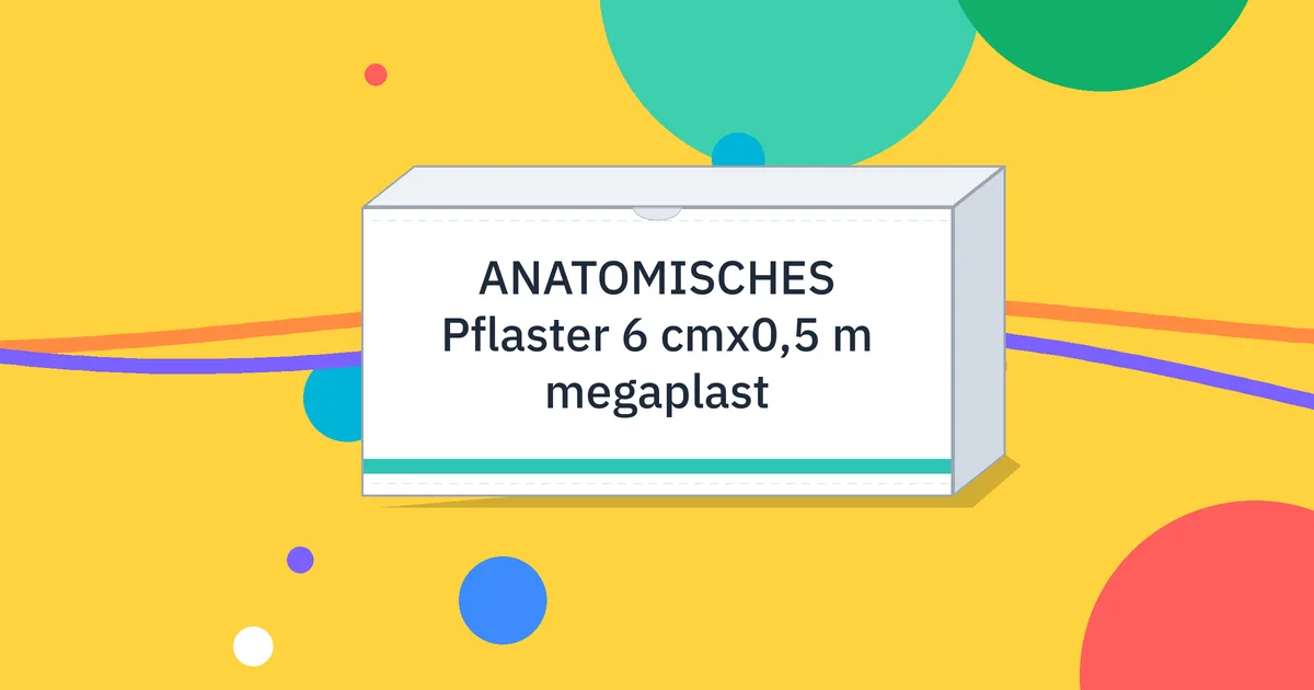 Symbolbild: Packung mit der Aufschrift ANATOMISCHES Pflaster 6 cmx0,5 m megaplast (PZN 16500207) – Verfügbarkeit und Bezug in Apotheken in Frankfurt am Main